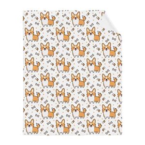 FeHuew Adorable Cute Corgi Seamless Soft Throw Blanket 40x50 inch Lightweight Flannel Fleece Blanket for Couch Bed Sofa Travelling Camping for Kids Adults