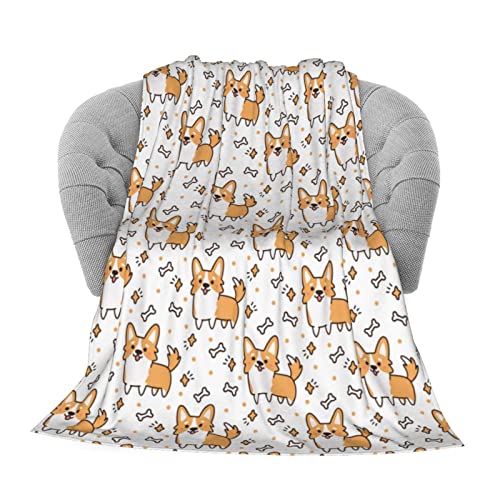 FeHuew Adorable Cute Corgi Seamless Soft Throw Blanket 40x50 inch Lightweight Flannel Fleece Blanket for Couch Bed Sofa Travelling Camping for Kids Adults