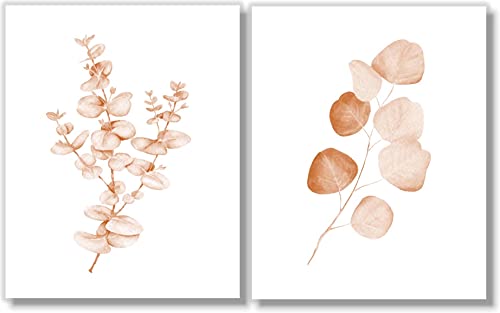 Botanical Prints Wall Art - Watercolor Eucalyptus Leaf Prints (Set of 4) - 8x10 - Unframed