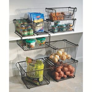 iDesign York Lyra Large Wire Stackable Storage Basket with Handles - 12" x 10.5" x 8.75", Bronze