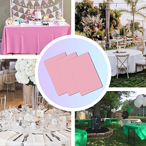 Plastic Tablecloths for Rectangle Tables 3 Pack 54" x 108" Party Table Cloths Disposable for 6 to 8 Foot Tables Indoor or Outdoor Parties Birthdays Weddings Christmas Anniversary Buffet Table (Pink)