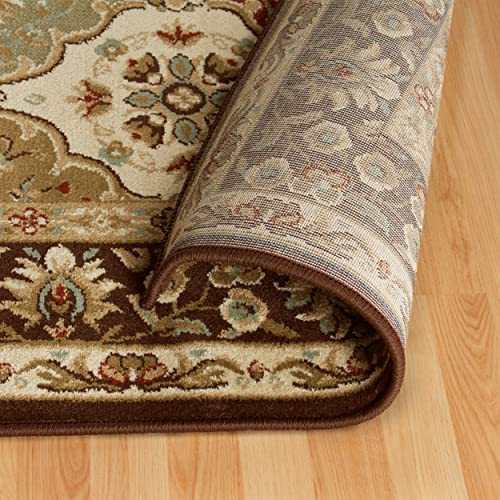 SUPERIOR Traditional Ornamental Floral Classic Formal Indoor Runner Rug, 2' 7" x 8', Chocolate