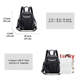 ALTOSY Fashion Genuine Leather Backpack Purse for Women Shoulder Bag Casual Daypack Small (S10 Black)