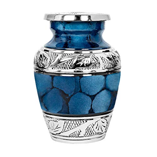 Trupoint Memorials Cremation Urns for Human Ashes - Decorative Urns, Urns for Human Ashes Female & Male, Urns for Ashes Adult Female, Funeral Urns - 1 Small Keepsake, Up to 3 oz, Blue