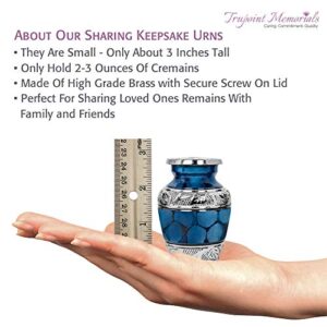 Trupoint Memorials Cremation Urns for Human Ashes - Decorative Urns, Urns for Human Ashes Female & Male, Urns for Ashes Adult Female, Funeral Urns - 1 Small Keepsake, Up to 3 oz, Blue