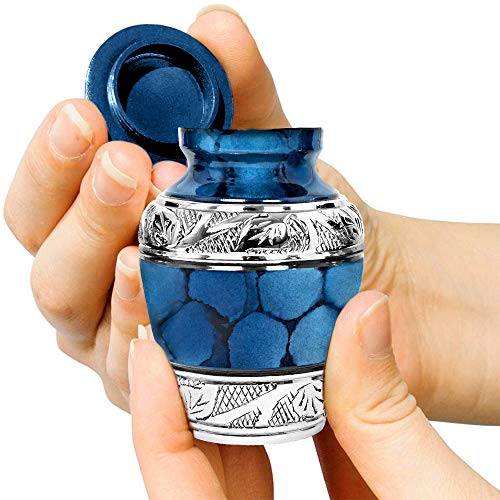 Trupoint Memorials Cremation Urns for Human Ashes - Decorative Urns, Urns for Human Ashes Female & Male, Urns for Ashes Adult Female, Funeral Urns - 1 Small Keepsake, Up to 3 oz, Blue