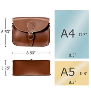 Crossbody Saddle Light Brown Camel Vegan Leather Bag Small Retro Satchel For Women Vintage Simple Handbag Faux Leather Casual Purse