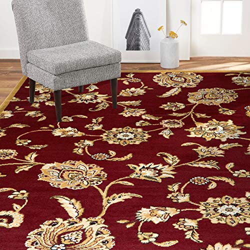 Home Dynamix Optimum Malin Area Rug 5'2" x7'2", Traditional Oriental Floral, Red/Beige