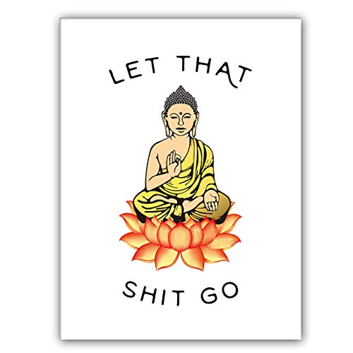 Let That Shit Go Art Print Set Of 1 (12”X16”） Zen Printing Yoga Room Decoration Canvas Buddhist Prints Wall Pictures For Room Home Decor,No Frame