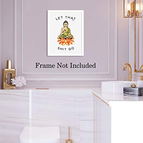 Let That Shit Go Art Print Set Of 1 (12”X16”） Zen Printing Yoga Room Decoration Canvas Buddhist Prints Wall Pictures For Room Home Decor,No Frame