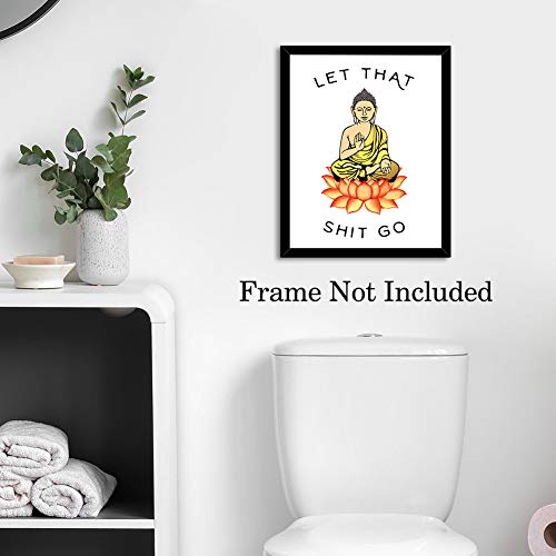 Let That Shit Go Art Print Set Of 1 (12”X16”） Zen Printing Yoga Room Decoration Canvas Buddhist Prints Wall Pictures For Room Home Decor,No Frame