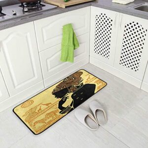 alaza beautiful african woman zebra print animal non slip kitchen floor mat kitchen rug for entryway hallway bathroom living room bedroom 39 x 20 inches(1.7′ x 3.3′)