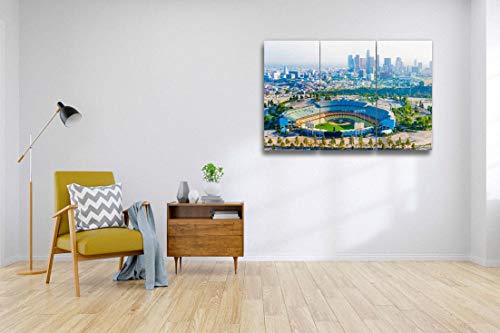 Los Angeles California Panoramic Skyline Cityscape Aerial Over Stadium Print On Canvas Wall Artwork Modern Photography Home Decor Unique Pattern Stretched and Framed 3 Piece