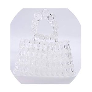 yifei women beaded clear acrylic handbag handmade transparent bags for wedding party (bubble)