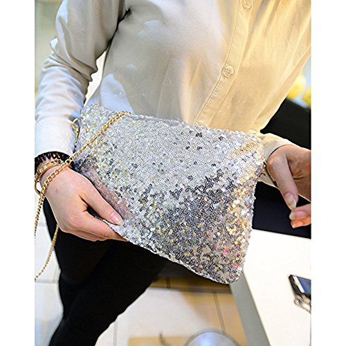 JUMISEE Women Sparkly Sequins Crossbody Bag Clutch Purse Shiny Wristlet Evening Bag Handbag with Chain Strap