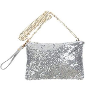 JUMISEE Women Sparkly Sequins Crossbody Bag Clutch Purse Shiny Wristlet Evening Bag Handbag with Chain Strap