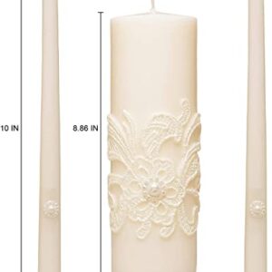 Hosley 11.50 Inch High White Wedding Unity Candle Set Includes 1 Pillar and 2 Taper Candles Great for Weddings as Well as Special Events and Emergency Lighting or for Reiki Spa Meditation