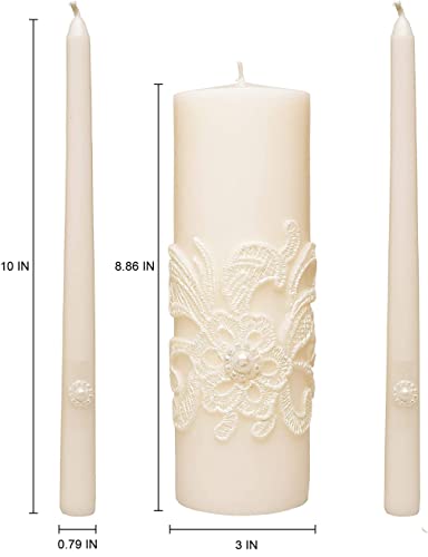 Hosley 11.50 Inch High White Wedding Unity Candle Set Includes 1 Pillar and 2 Taper Candles Great for Weddings as Well as Special Events and Emergency Lighting or for Reiki Spa Meditation