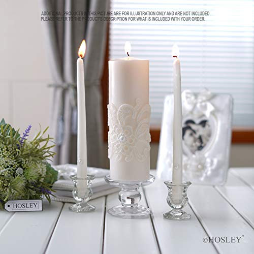 Hosley 11.50 Inch High White Wedding Unity Candle Set Includes 1 Pillar and 2 Taper Candles Great for Weddings as Well as Special Events and Emergency Lighting or for Reiki Spa Meditation