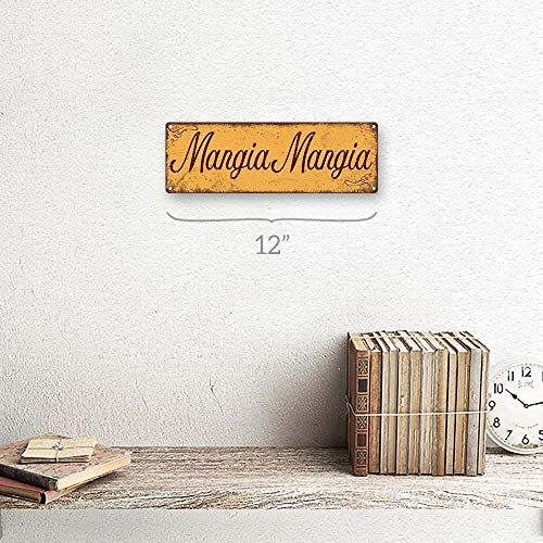 Mangia Mangia Metal Sign, 4”x12”, Italian, Kitchen, Food, Eating, Kitchen Decor, Dining, Home Decor