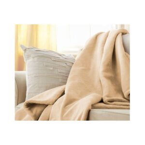 sunbeam microplush electric heated throw blanket chiffon beige 8005-045-759