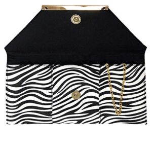 JNB Synthetic Leather Zebra Print Envelope Clutch, White