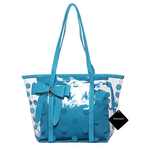 xhorizon FL1 Women Clear Tote Bag Purse Work Bag Waterproof Travel Bag Beach Handbag Gym Sports Bag (Blue)