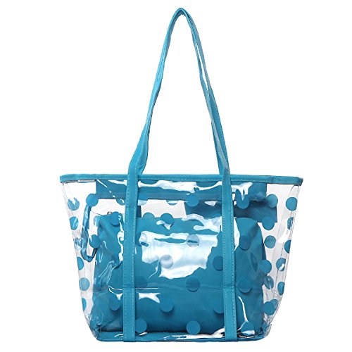 xhorizon FL1 Women Clear Tote Bag Purse Work Bag Waterproof Travel Bag Beach Handbag Gym Sports Bag (Blue)