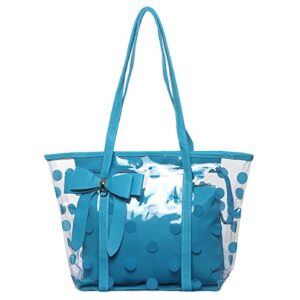 xhorizon FL1 Women Clear Tote Bag Purse Work Bag Waterproof Travel Bag Beach Handbag Gym Sports Bag (Blue)