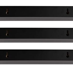 Kiera Grace Modern Set of Three Maine Simple & Classic Decorative Engineered Wood Floating Wall Shelves for Home, Room, & Office, 12" L x 5" W x 1.5" H, Black, 5 x 12 x 1.5 inches, Pack of 3, 3 Count