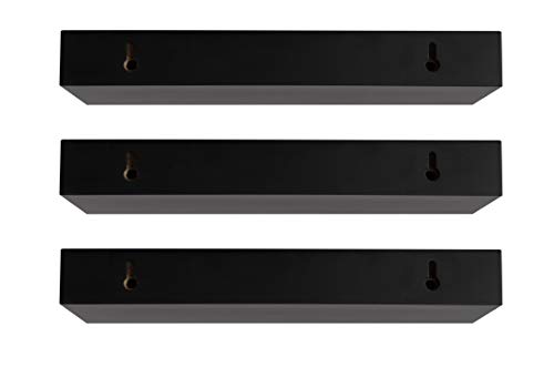 Kiera Grace Modern Set of Three Maine Simple & Classic Decorative Engineered Wood Floating Wall Shelves for Home, Room, & Office, 12" L x 5" W x 1.5" H, Black, 5 x 12 x 1.5 inches, Pack of 3, 3 Count