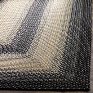 SAFAVIEH Braided Collection 2'3" x 8' Black / Grey BRD311A Handmade Country Cottage Reversible Runner Rug