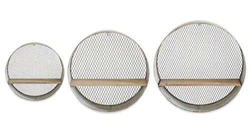 K&K Interiors, Set of 3 Round Metal Wall Shelves (Grad Sizes)