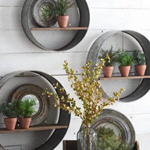 K&K Interiors, Set of 3 Round Metal Wall Shelves (Grad Sizes)