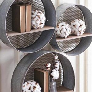 K&K Interiors, Set of 3 Round Metal Wall Shelves (Grad Sizes)