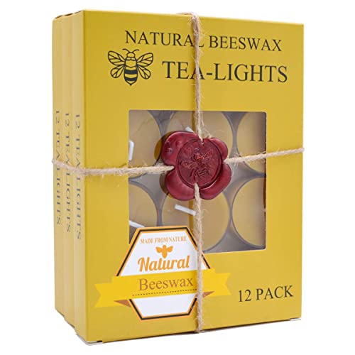 TELOSMA 36 Count Beeswax tealight Candles Bulk - Natural Scent and Smokeless - Gift Packing