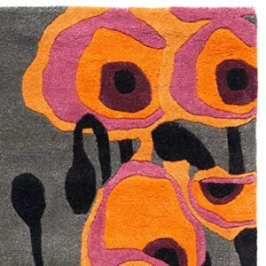 SAFAVIEH Soho Collection 5' x 8' Grey/Orange SOH853B Handmade Abstract Premium Wool & Viscose Area Rug