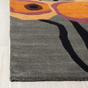 SAFAVIEH Soho Collection 5' x 8' Grey/Orange SOH853B Handmade Abstract Premium Wool & Viscose Area Rug