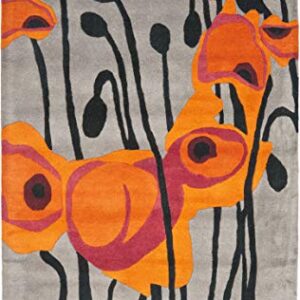 SAFAVIEH Soho Collection 5' x 8' Grey/Orange SOH853B Handmade Abstract Premium Wool & Viscose Area Rug