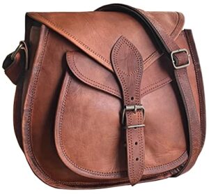 rustic town 11 inch small brown leather crossbody satchel bag vintage purses handbags for women