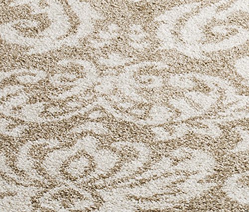 SAFAVIEH Florida Shag Collection 5'3" x 7'6" Beige/Cream SG460 Damask Non-Shedding Living Room Bedroom Dining Room Entryway Plush 1.2-inch Thick Area Rug