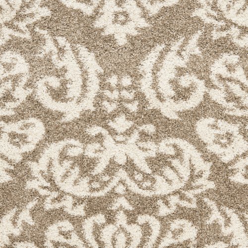 SAFAVIEH Florida Shag Collection 5'3" x 7'6" Beige/Cream SG460 Damask Non-Shedding Living Room Bedroom Dining Room Entryway Plush 1.2-inch Thick Area Rug