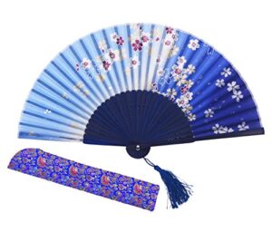 amajiji® charming elegant modern woman handmade bamboo silk 8.27″ (21cm) folding pocket purse hand fan (czt-08)