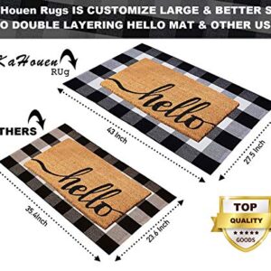 KaHouen Cotton Buffalo Check Rug 27.5 x 43 Inches, Buffalo Plaid Rug, Washable Hand-Woven Outdoor Checkered Rugs for Layered Door Mats/Kitchen/Farmhous (Christmas Porch Decor Mat)