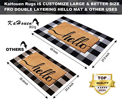 KaHouen Cotton Buffalo Check Rug 27.5 x 43 Inches, Buffalo Plaid Rug, Washable Hand-Woven Outdoor Checkered Rugs for Layered Door Mats/Kitchen/Farmhous (Christmas Porch Decor Mat)