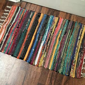 About Home Handwoven Multicolored Rag Rug for Living Room, Kitchen Floor 20"x 32"