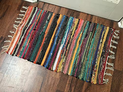 About Home Handwoven Multicolored Rag Rug for Living Room, Kitchen Floor 20"x 32"