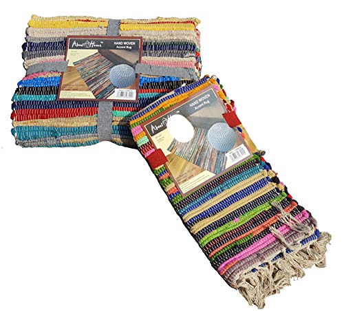 About Home Handwoven Multicolored Rag Rug for Living Room, Kitchen Floor 20"x 32"