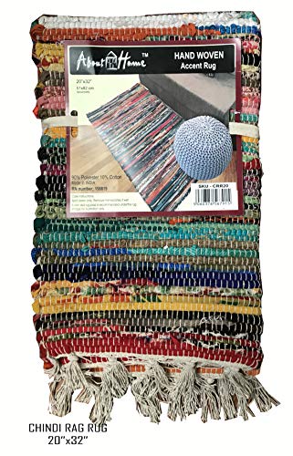 About Home Handwoven Multicolored Rag Rug for Living Room, Kitchen Floor 20"x 32"