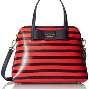 kate spade new york Julia Street Stripe Maise Satchel Bag, Rich Navy/Cherry Liqueur, One Size